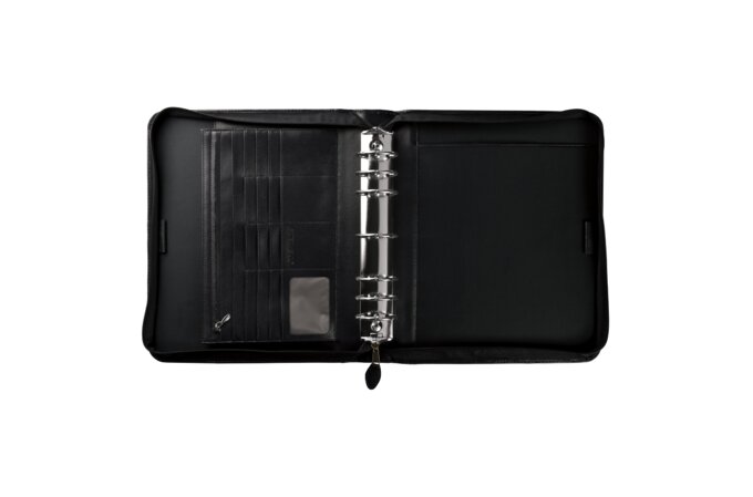 Day-Timer Armorhide Leather Zippered Planner Cover, Black, Folio Size ...