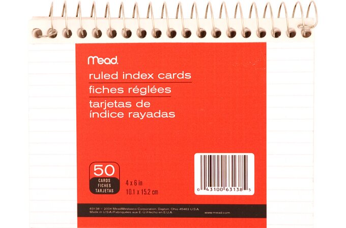Mead Wirebound Ruled Index Cards, White, 4" x 6" | Accessories | Mead