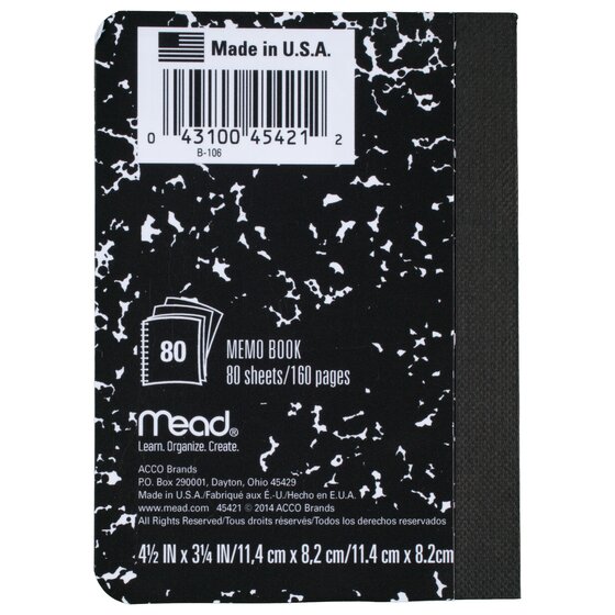 Mead Square Deal Memo Book, Narrow Ruled, 80 Sheets, 4 1/2" x 3 1/4 ...