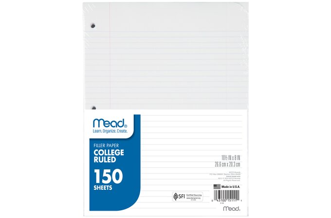 Mead Standard Filler Paper, College Ruled | Filler Paper | Mead
