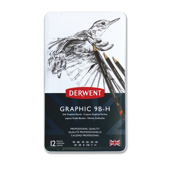 Graphic Pencils | Derwent Graphic Soft 12 Pencils Tin | Derwent UK
