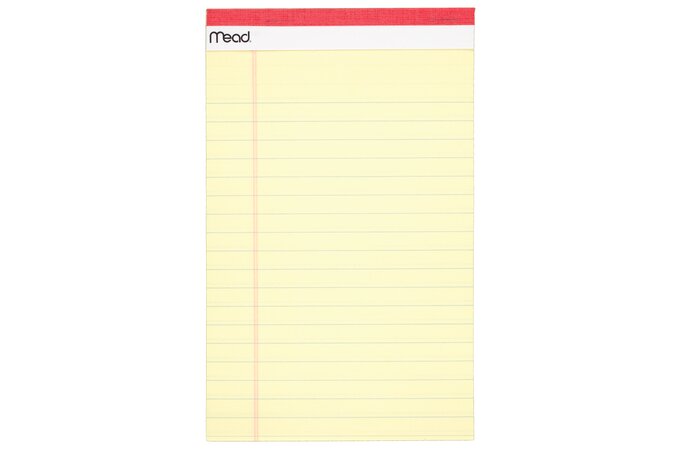 Mead® Junior Legal Pad, 5" x 8", Canary, 4 Pack | Notepads | Mead