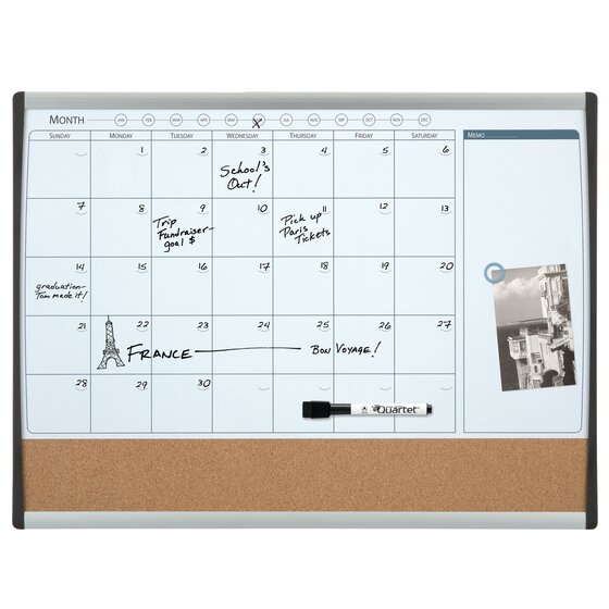 Quartet Magnetic Combination Calendar Board, 17" x 23", Dry-Erase ...