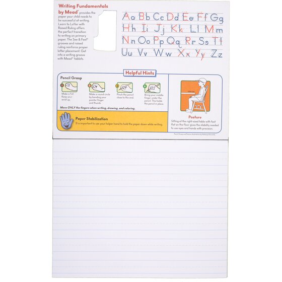 Mead Learn to Letter Writing Tablet, Raised Ruling, Grades PK-1, 40 ...