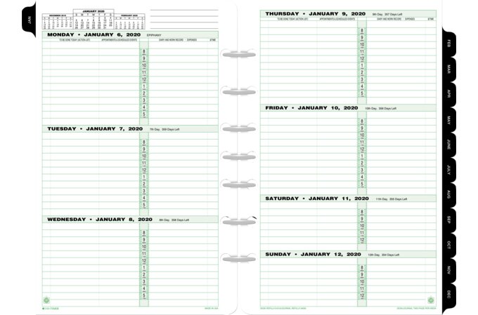 Day-Timer Two Page Per Week Original Planner Refills, 5 1/2" x 8 1/2 ...