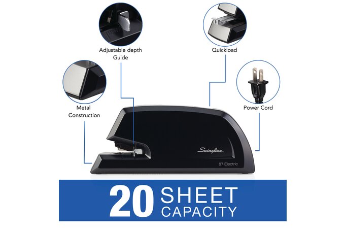 Swingline® Commercial Electric Stapler, 20 Sheets, Black | Swingline ...