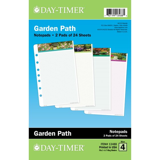 Day-Timer Garden Path Note Pads, Loose-Leaf, Desk Size, 5 1/2" x 8 1/2 ...