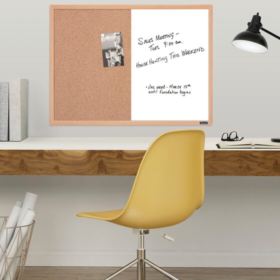 Quartet Combination Board, 17" x 23", Dry-Erase & Cork Surface, Oak ...
