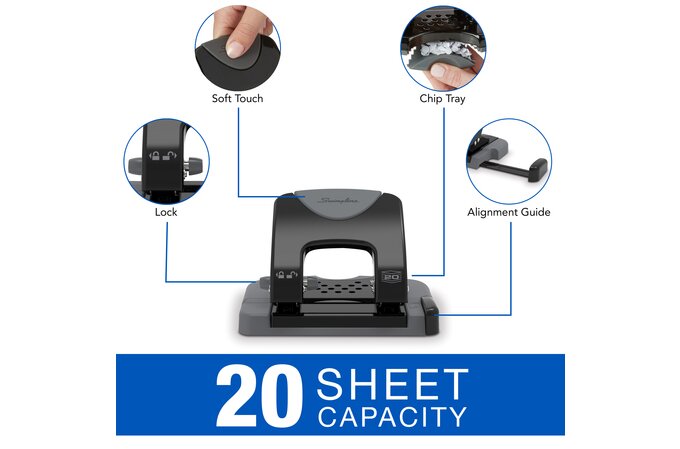Swingline SmartTouch 2-Hole Punch, Low Force, 20 Sheets | Swingline ...