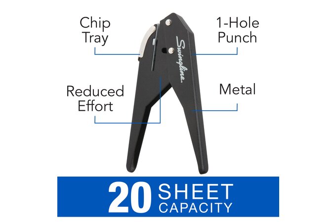 Swingline® Low Force 1-Hole Punch, 20 Sheets | Swingline Heavy Duty ...