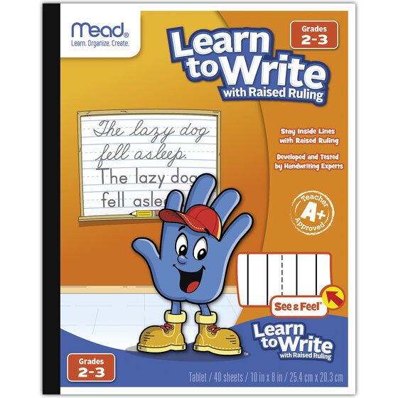 Mead Learn to Write Tablet, Raised Ruling, Grades 2-3, 40 Sheets, 10" x ...