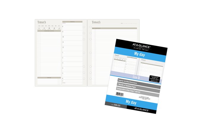 AT-A-GLANCE Undated Daily Planner Refill, Loose-Leaf, Folio Size, 8 1/2 ...