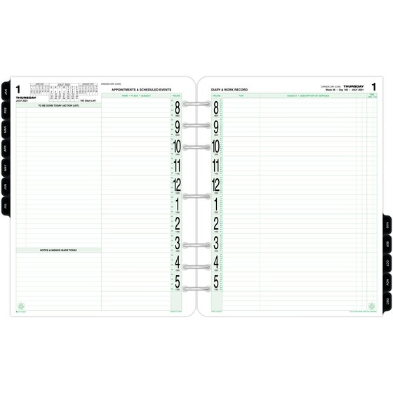 Day-Timer Two Page Per Day Original Planner Refills, 8 1/2" x 11 ...