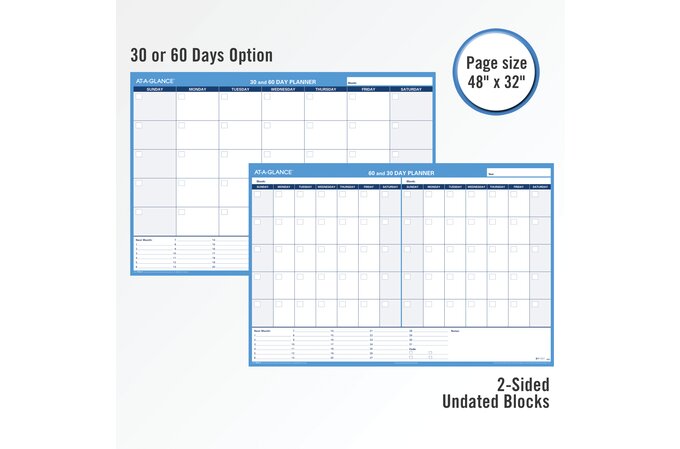 AT-A-GLANCE Undated 30/60-Day Horizontal Erasable Wall Calendar ...