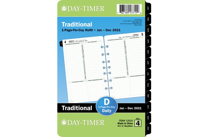 Day-Timer One Page Per Day Planner Refill, 5 1/2" x 8 1/2" | Daily ...