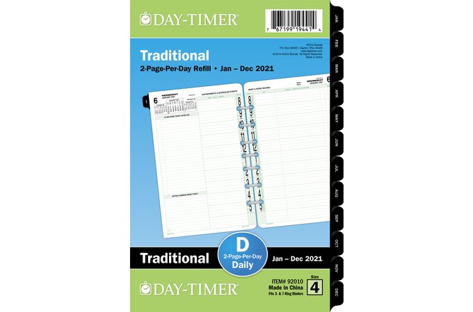 Day-Timer Two Page Per Day Original Planner Refill, 5 1/2" x 8 1/2 ...