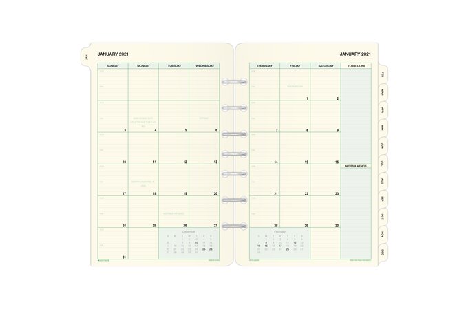 Day-Timer Two Page Per Month Tabbed Calendars, 5 1/2" x 8 1/2 ...
