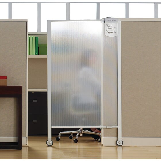 Quartet Workstation Privacy Screen, 38" x 64", Rolling, Full Length ...