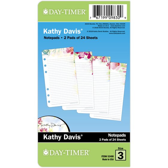 Day-Timer Kathy Davis Notepad Refill, Portable, 3 3/4" x 6 3/4" | Notes ...