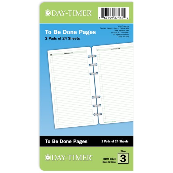 Day-Timer Undated To Be Done Pads, Loose-Leaf, Portable Size, 3 3/4" x ...