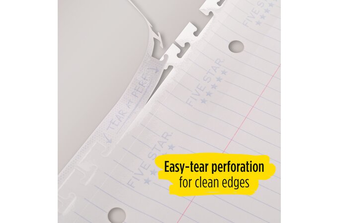 Five Star Reinforced Insertable Notebook Paper, College Ruled, 11 1/2 ...