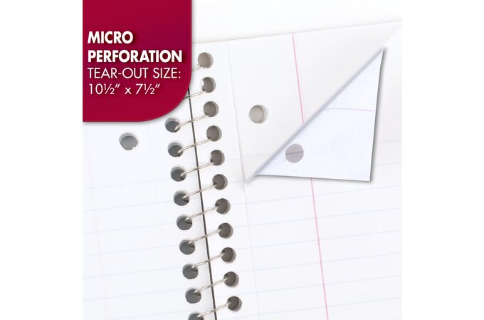 Mead Spiral Notebook, 1 Subject, Wide Ruled, 70 Sheets, 10 1/2" x 7 1/2 ...