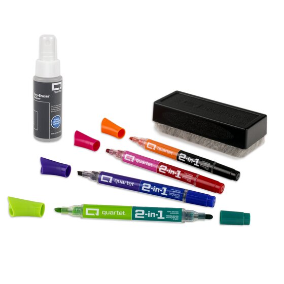 Quartet 2-in-1 Dry-Erase Kit, Chisel/Fine Tip Dry-Erase Markers, Eraser ...