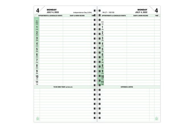 Day-Timer 24 Hour Two Page Per Day Planner Refills, 3 1/2" x 6 1/2 ...