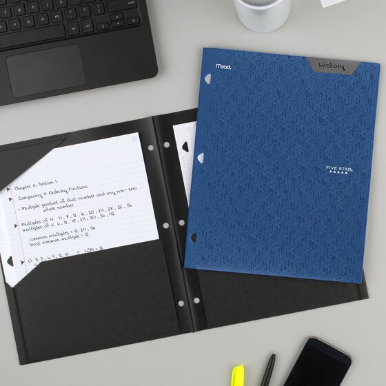 Five Star® 2-Pocket Stay-Put Plastic Folder, Pacific Blue | Pocket ...