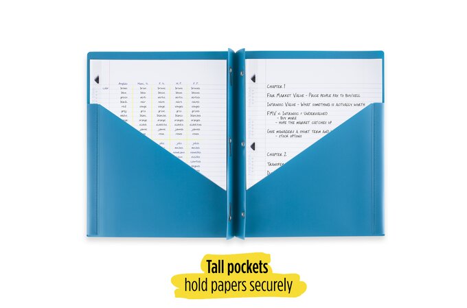 Five Star Plastic Pocket and Prong Folder, 4 Pack, Primary | Pocket ...