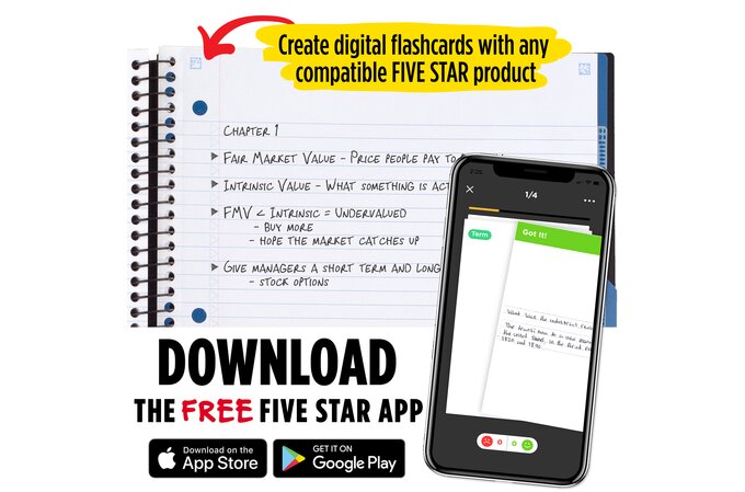 Five Star® Advance Wirebound Notebook Plus Study App, 3 Subject | Spiral Notebooks | Five Star