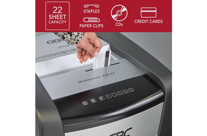 GBC Momentum Paper Shredder, X22-23, Micro-Cut, Anti-Jam, 22 Sheets ...