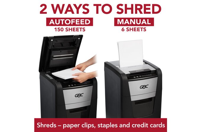 GBC AutoFeed+ Home Office Shredder, 150X, Micro-Cut, P-4, 150 Sheets ...