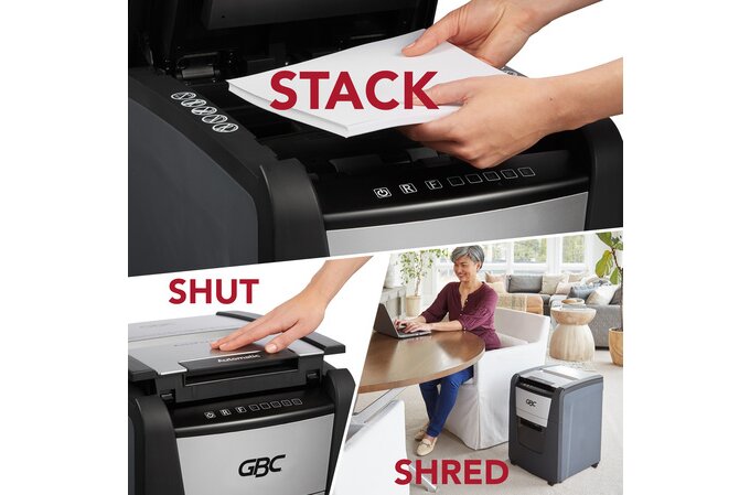 GBC AutoFeed+ Home Office Shredder, 100X, Micro-Cut, P-4, 100 Sheets ...