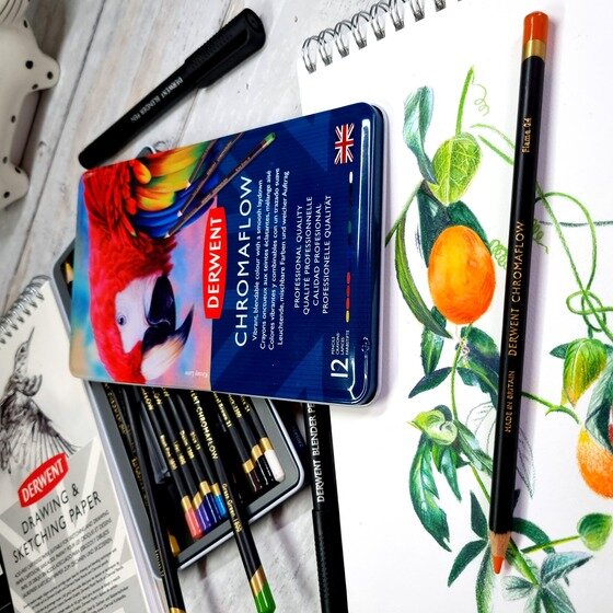 Artist's Pencils | Colouring Pencils | Derwent UK | Derwent Chromaflow Pencils 12 Tin | Derwent UK