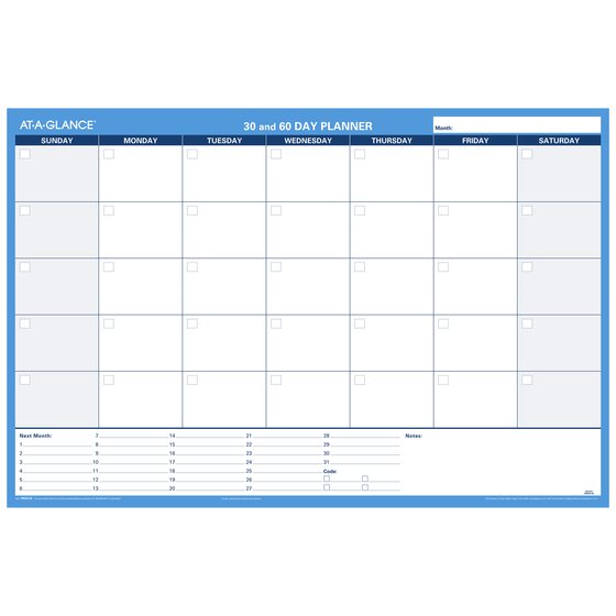 AT-A-GLANCE® Undated 30 and 60-Day Reversible Erasable Horizontal Wall ...