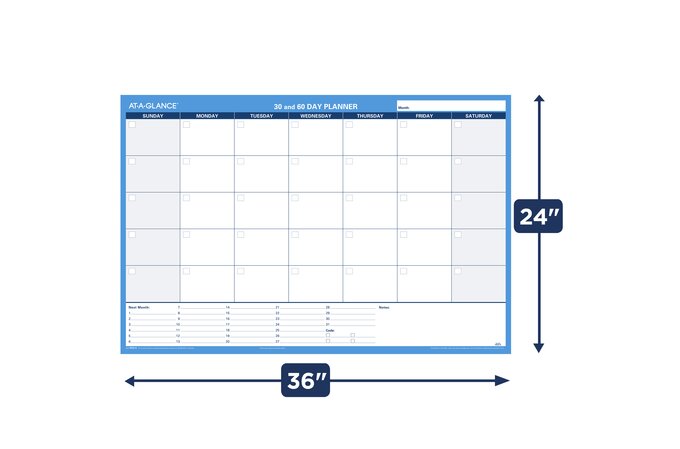 AT-A-GLANCE Undated 30 and 60-Day Reversible Erasable Horizontal Wall ...