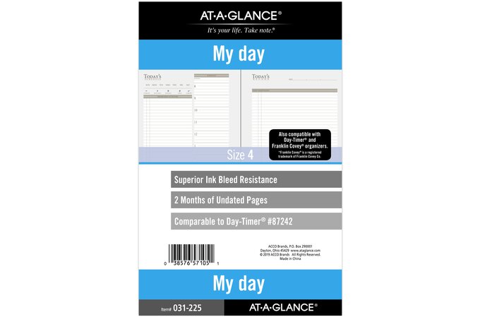 AT-A-GLANCE Undated Daily Planner Refill, Loose-Leaf, Desk Size, 5 1/2 ...