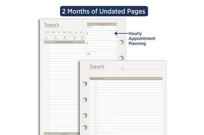 AT-A-GLANCE Undated Daily Planner Refill, Loose-Leaf, Desk Size, 5 1/2 ...