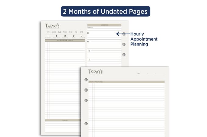 AT-A-GLANCE Undated Daily Planner Refill, Loose-Leaf, Folio Size, 8 1/2 ...