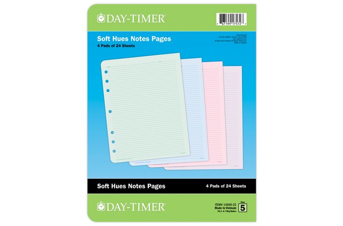 Day-Timer® Soft Hues Note Pages, Loose-Leaf, Folio Size, 8 1/2" x 11 ...