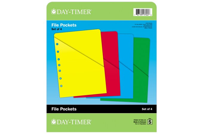 Day-Timer ColorLife File Pockets, Folio Size, 8 1/2" x 11", 4 Pack ...