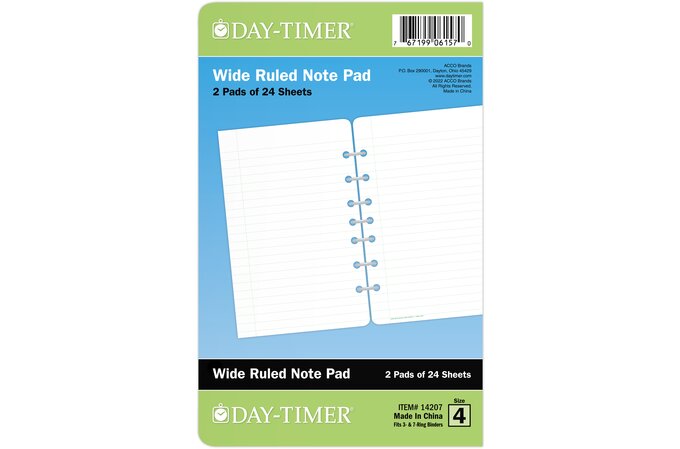 Day-Timer® Wide Ruled Note Pad, Desk Size, 5 1/2" x 8 1/2", 2 Pack ...
