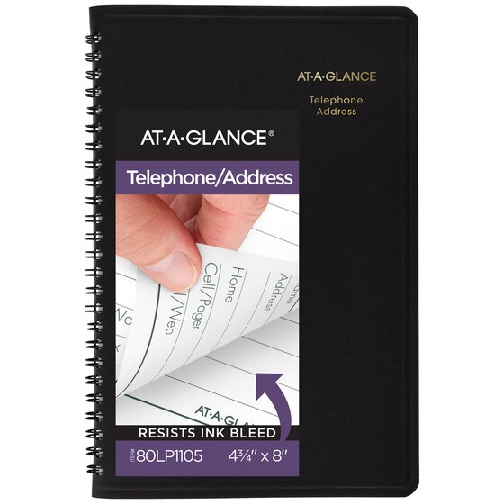 AT-A-GLANCE® Large Print Telephone Address Book, 500 Entries, 4 3/4" x ...