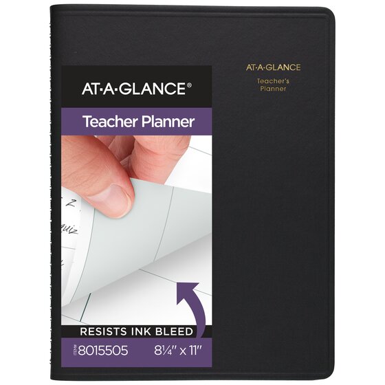 AT-A-GLANCE® Teacher's Planner, Undated, 8 1/4" x 11", Black | Academic ...