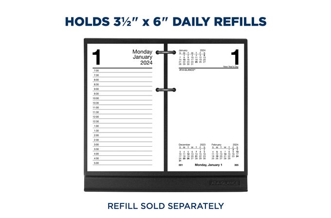 AT-A-GLANCE Loose-Leaf Desk Calendar Base, 17 Style, Holds 3 1/2" x 6 ...