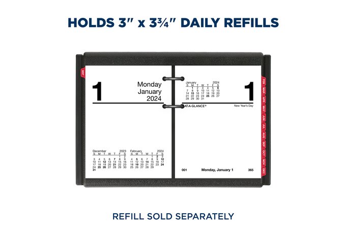 AT-A-GLANCE Loose-Leaf Desk Calendar Base, 19 Style, Holds 3 1/2" x 3 3 ...