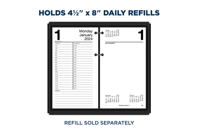AT-A-GLANCE Loose-Leaf Desk Calendar Base, 21 Style, Black, Holds 4 1/2 ...