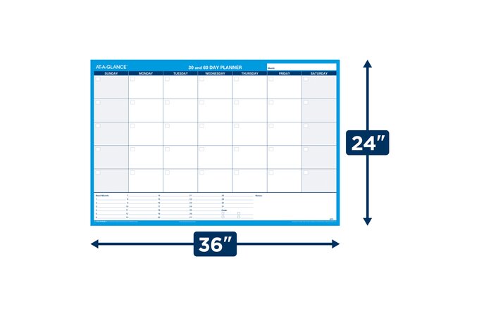 AT-A-GLANCE Undated 30/60-Day Horizontal Erasable Wall Calendar ...