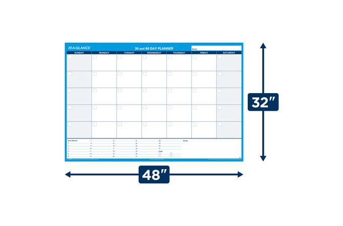 AT-A-GLANCE Undated 30/60-Day Horizontal Erasable Wall Calendar ...